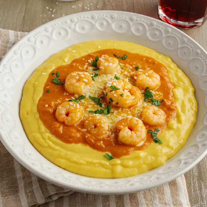 Receita de Polenta Cremosa com Camarões - Dicas e Dicas
